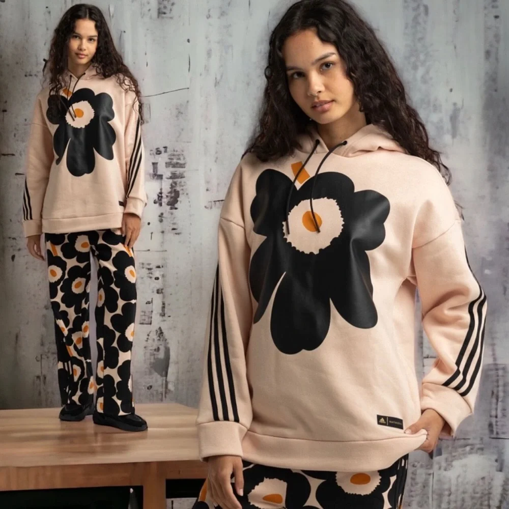 adidas | Jackets & Coats | Nwt Adidas X Marimekko Collab Peach Hoodie ...
